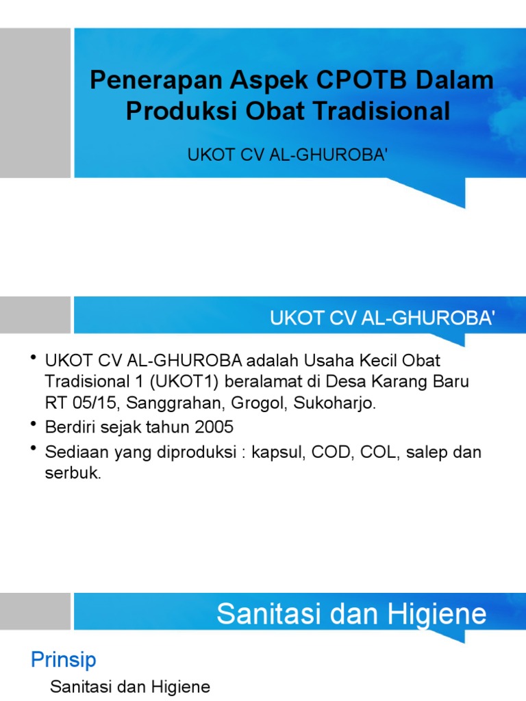 Penerapan Aspek Cpotb Dalam Produksi Obat Tradisional Pdf
