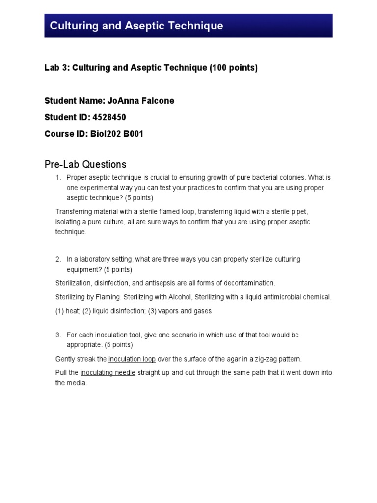 Aseptic Technique in Bacterial Culturing | PDF | Bacteria | Escherichia ...