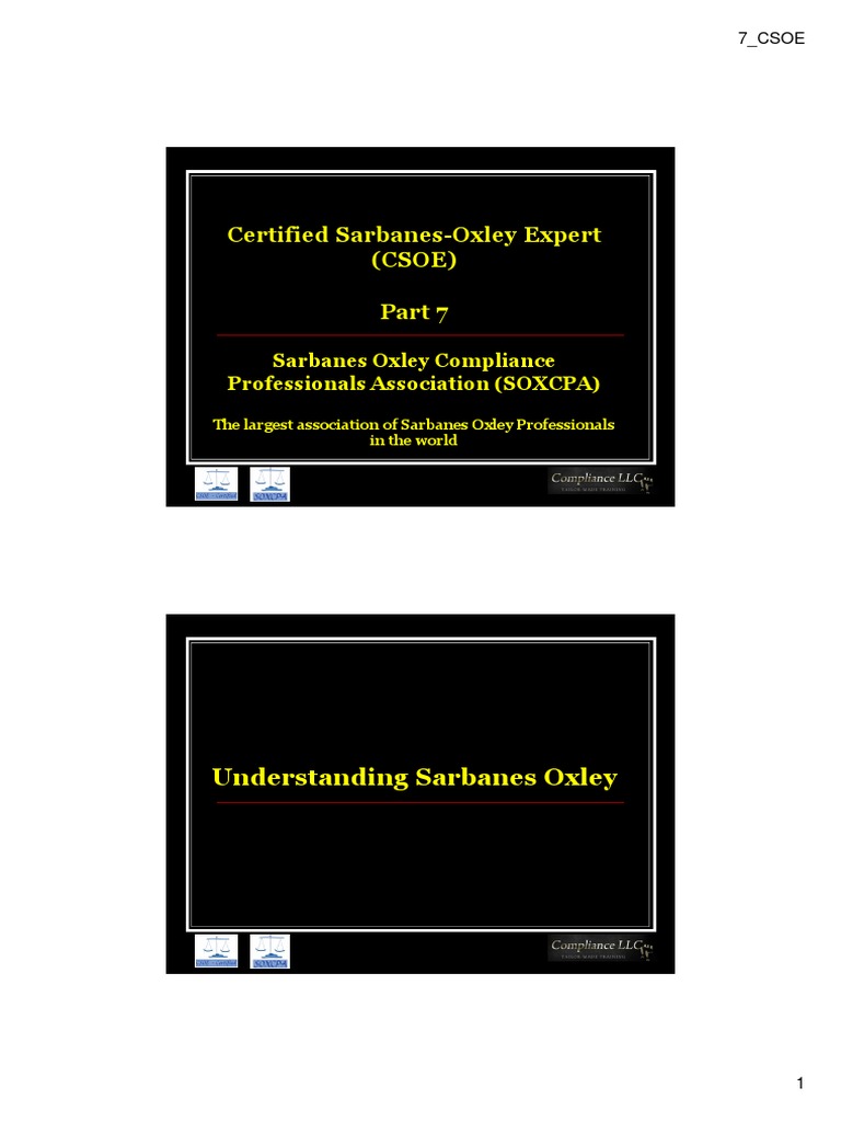 Certified Sarbanes-Oxley Expert (CSOE) | PDF | Internal Control ...