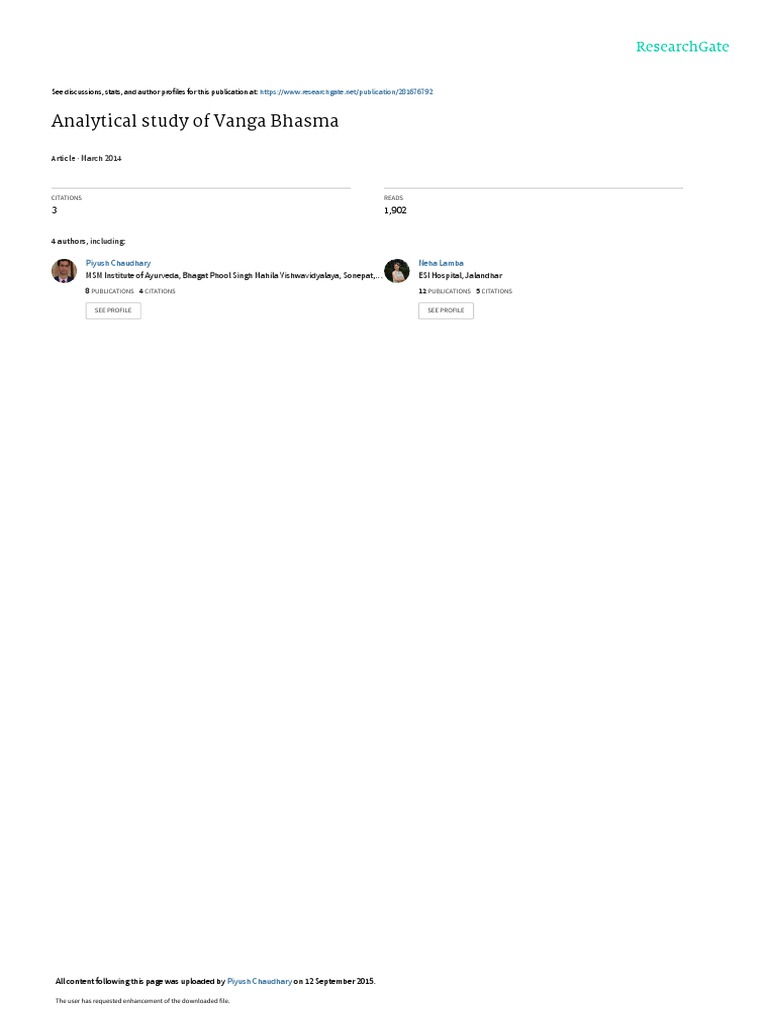 Ayurvedic Vanga Bhasma Analysis | PDF | Energy Dispersive X Ray ...