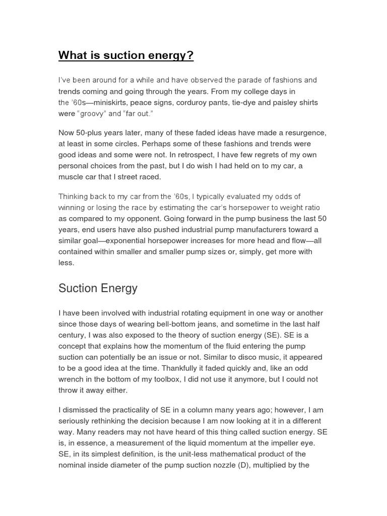What Is Suction Energy | PDF | Pump | Chemical Engineering