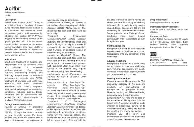 Acifix: Description Drug Interactions Pharmaceutical Precautions | PDF ...