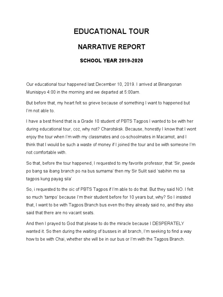 Educational Tour: Narrative Report | PDF