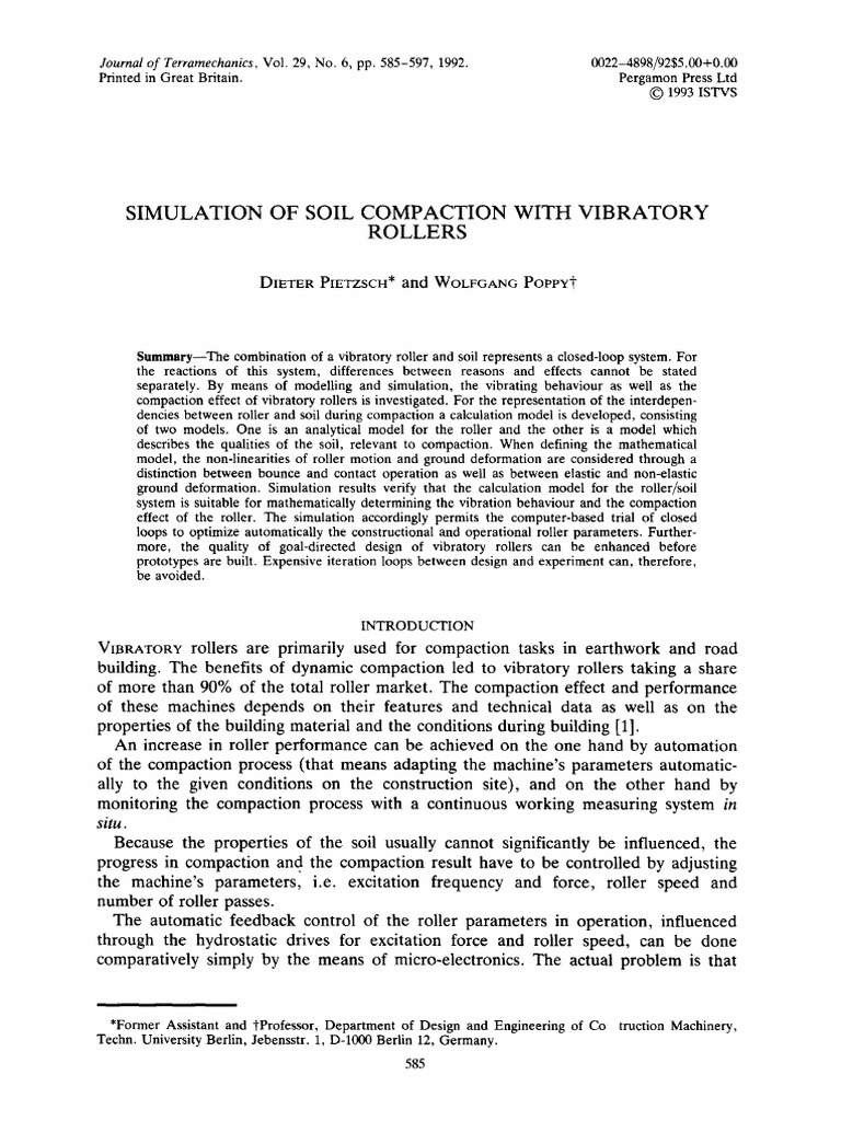 Simulation of Soil Compaction With Vibratory Rollers PDF | PDF | Computer Simulation | Simulation