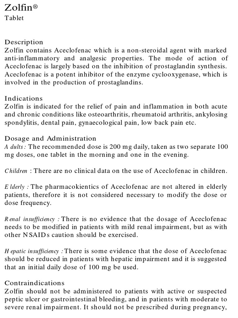 Zolfin | PDF | Nonsteroidal Anti Inflammatory Drug | Clinical Medicine