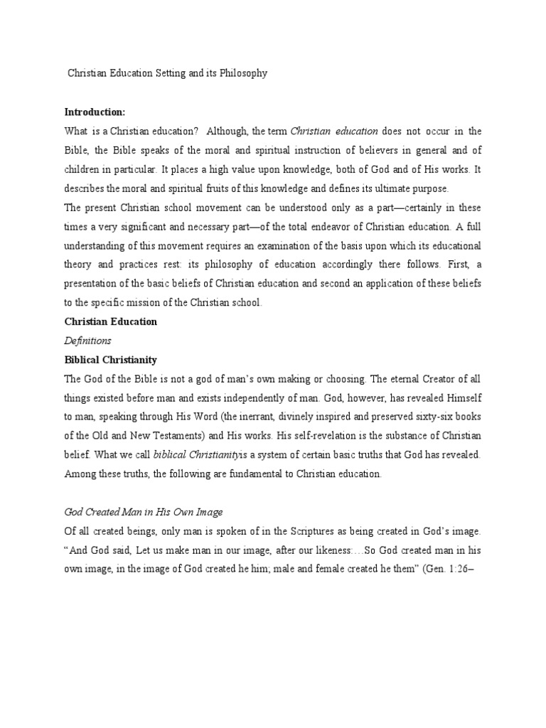 The Christian Philosophy of Education | PDF | Revelation | God