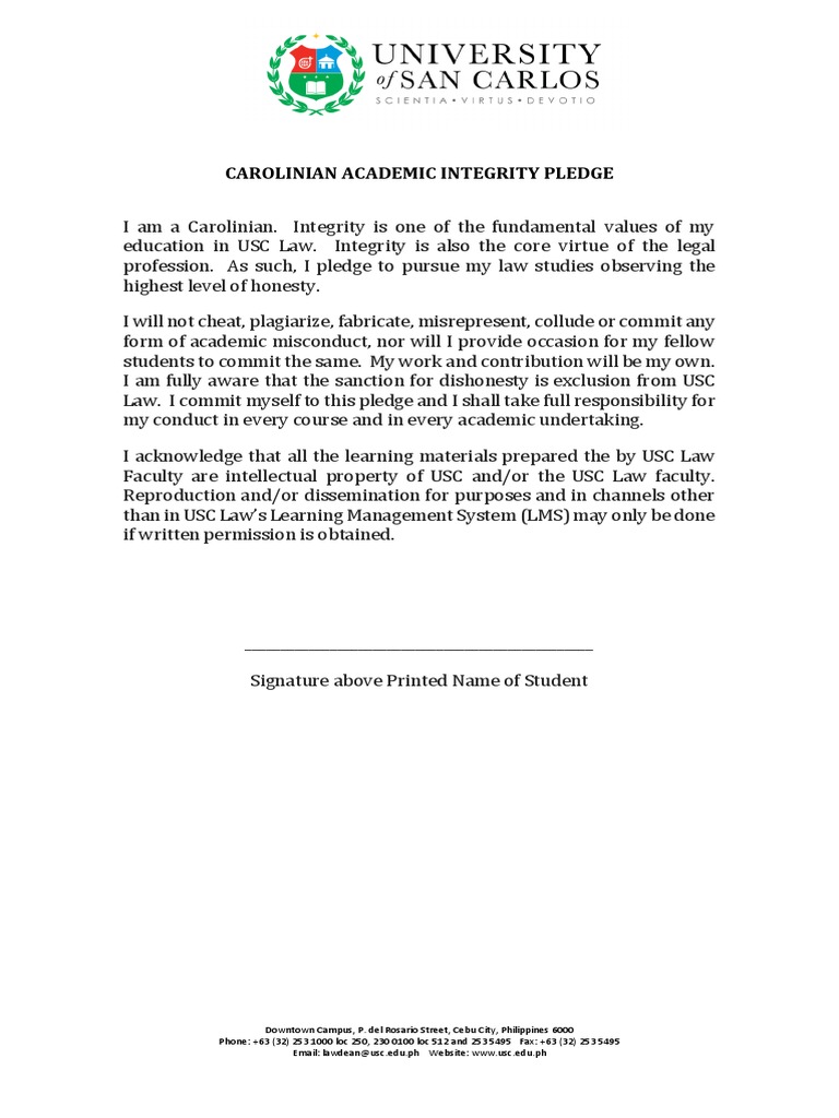 Carolinian Academic Integrity Pledge | PDF