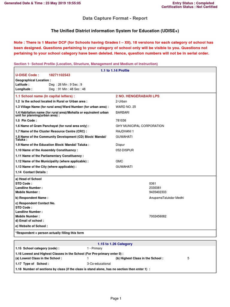 Data Capture Format - Report: The Unified District Information System ...