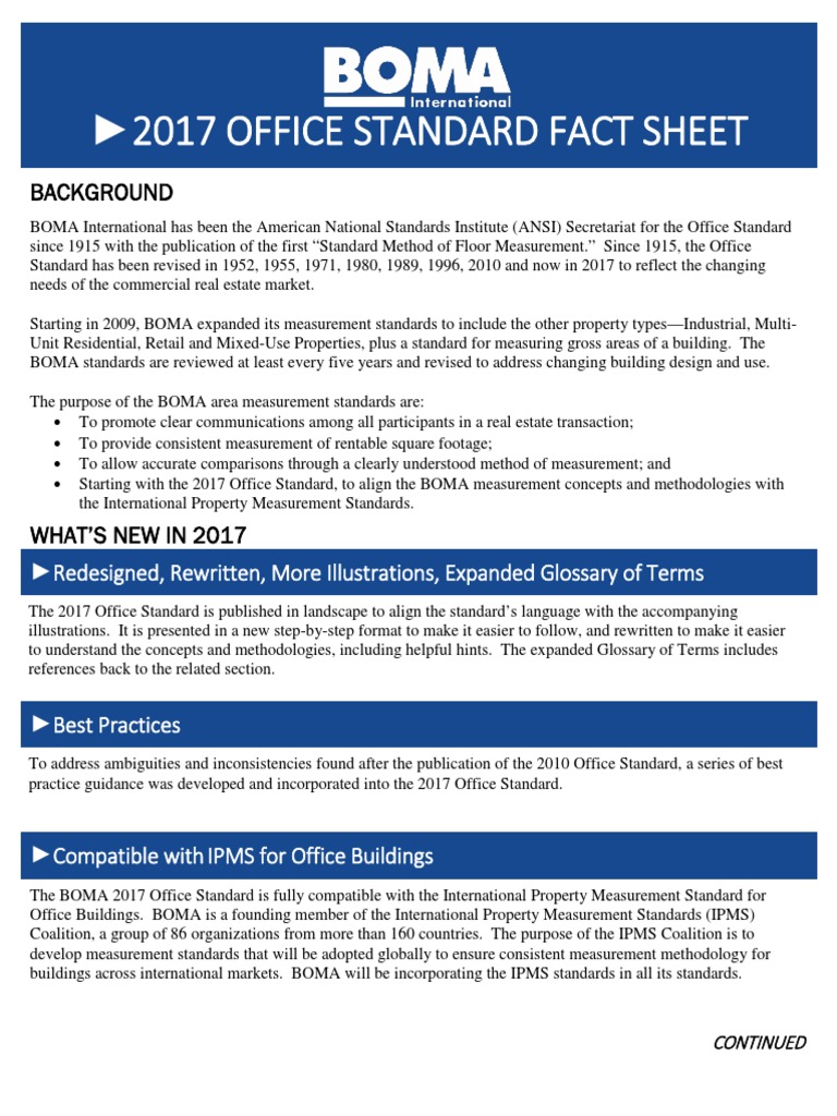 BOMA 2017 Office Standard Fact Sheet - FINAL PDF | PDF | Lease ...