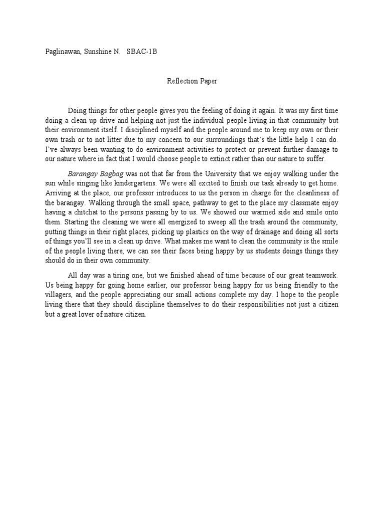 Reflection Paper (NSTP) | PDF