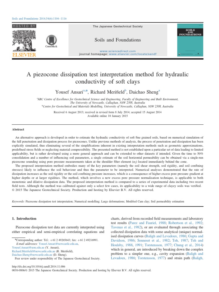 A Piezocone Dissipation Test Interpretation Method For Hy - 2014 ...