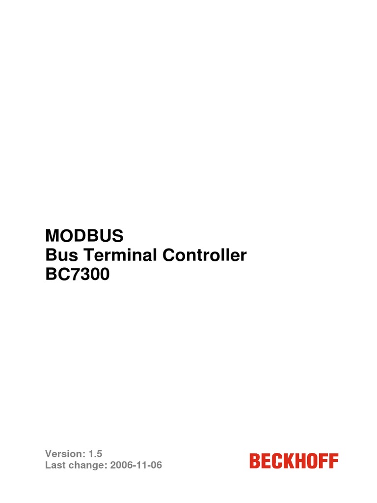 Modbus Bus Terminal Controller BC7300: Last Change: 2006-11-06 | PDF ...