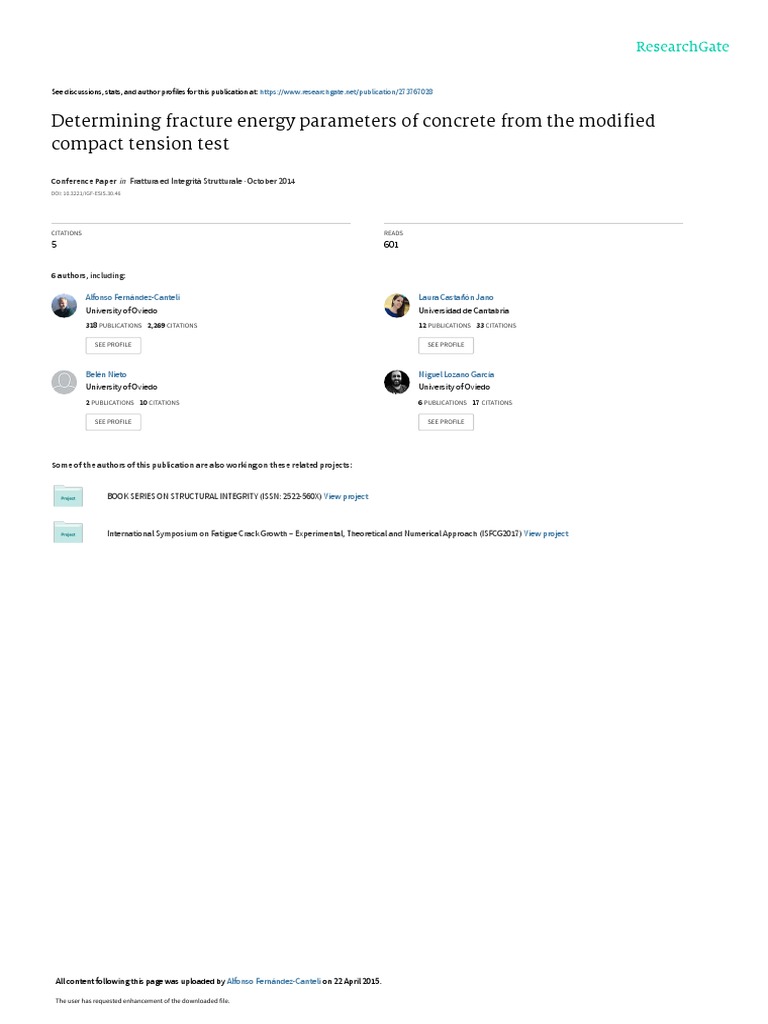 Determining Fracture Energy Parameters Of Concrete From The Modified Compact Tension Test Pdf
