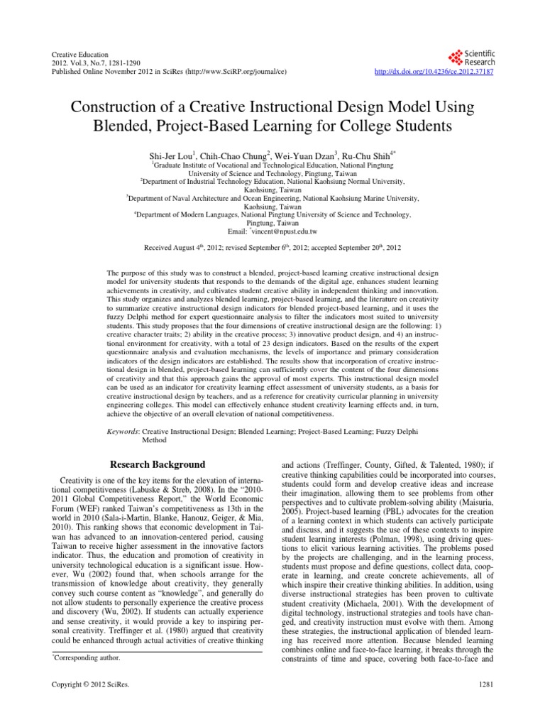 Construction of A Creative Instructional Design Mo PDF | PDF ...