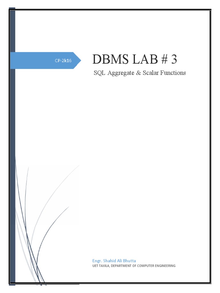 Dbms Lab 3 Sql Aggregate And Scalar Functions Pdf Table Database Sql 5878