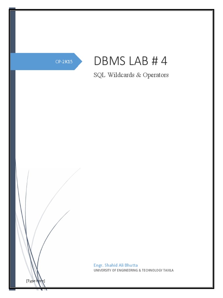 Dbms Lab 4 Sql Wildcards And Operators Pdf Sql Databases