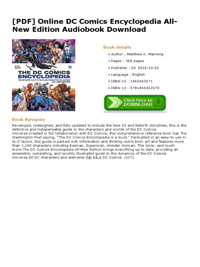 (PDF) Online DC Comics Encyclopedia All-New Edition Audiobook Download ...