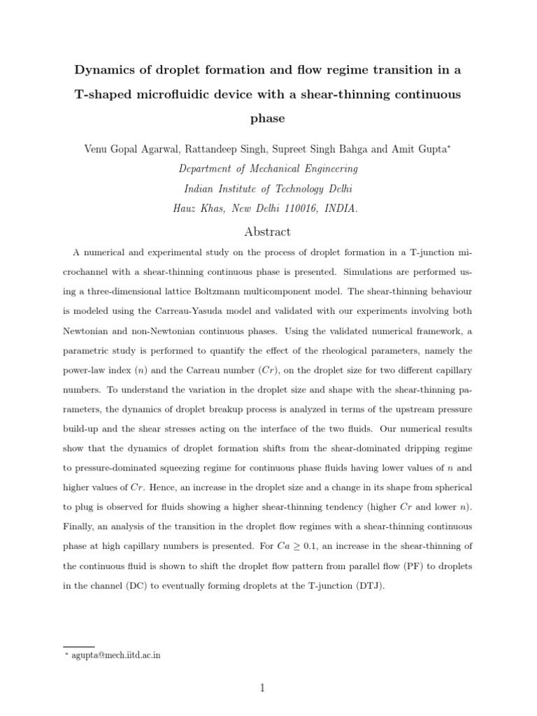 Agarwal Et Al PRF Manuscript | PDF | Shear Stress | Rheology