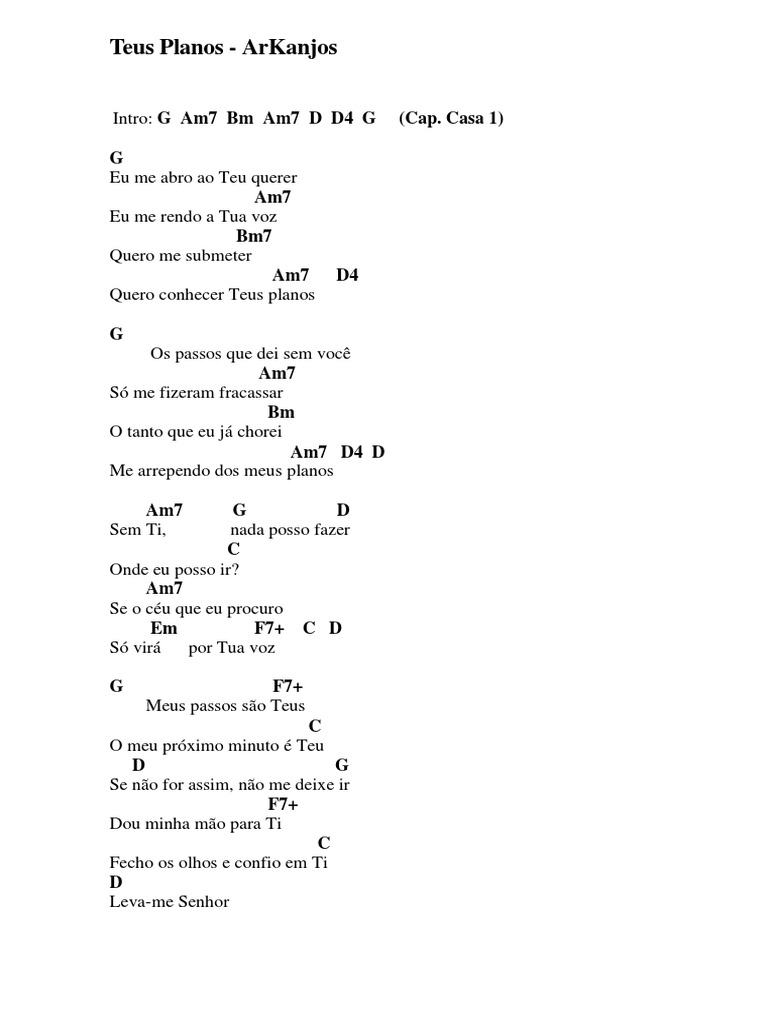 Teus Planos Banda Arkanjis - Cifras 2020s PDF | PDF