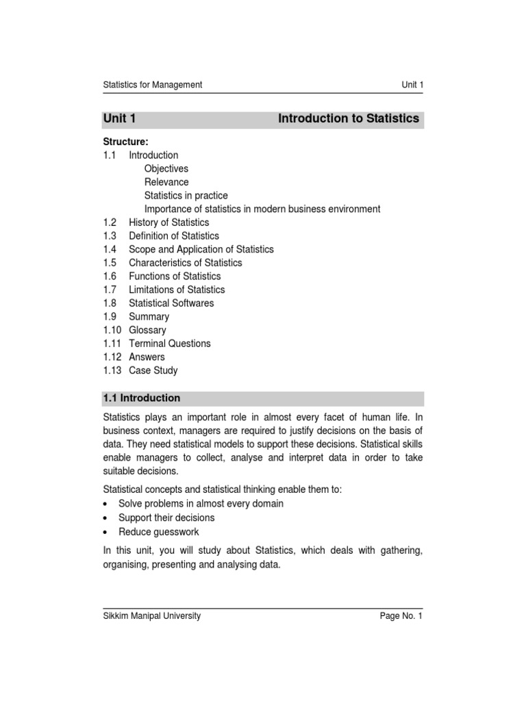 MBA 103 Statistics For Management | PDF | Quantitative Research ...