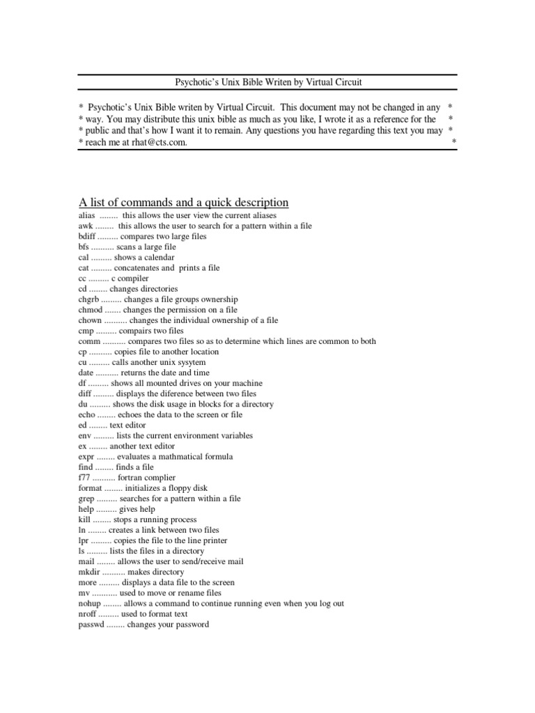 The Unix Bible: A Comprehensive Guide to Unix Commands and Their Usage ... The Unix Bible: A Comprehensive Guide to Unix Commands and Their Usage ...