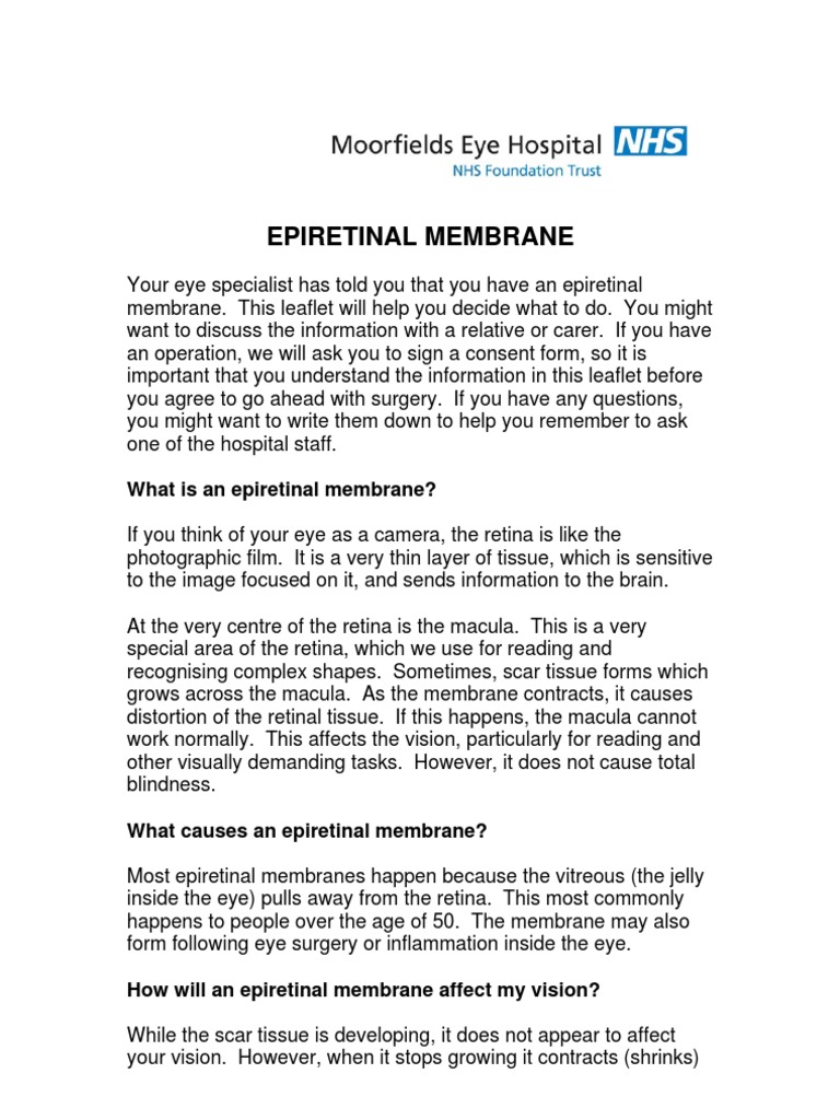 What Is An Epiretinal Membrane? | PDF | Retina | Visual Perception
