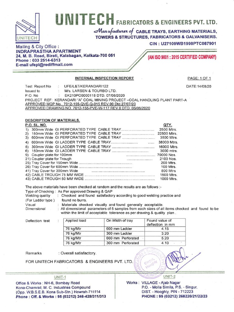 Internal Test Report | PDF | Galvanization | Metals