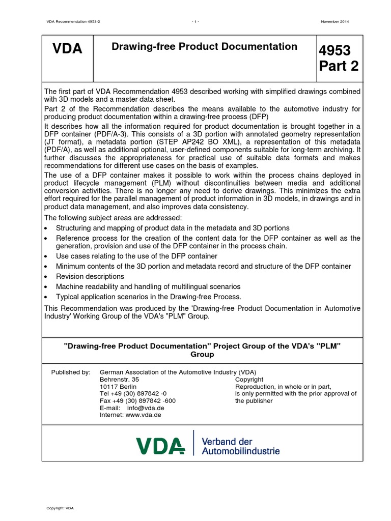 Vda 4953 2 Drawing Free Product Documentation | PDF | Metadata | 3 D ...