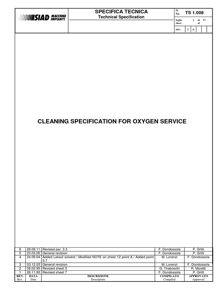 Cleaning Specification For Oxygen | PDF | Rust | Pipe (Fluid Conveyance)