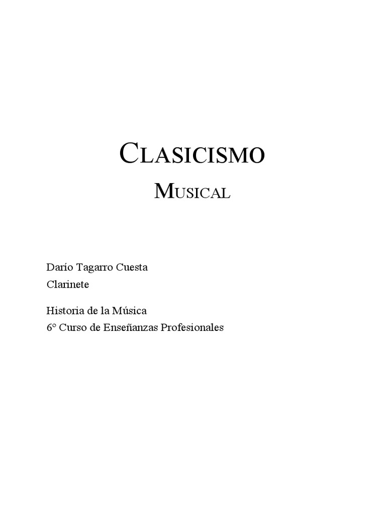 Clasicismo - Darío Tagarro | PDF | Periodo Clásico (Música) | Wolfgang Amadeus Mozart