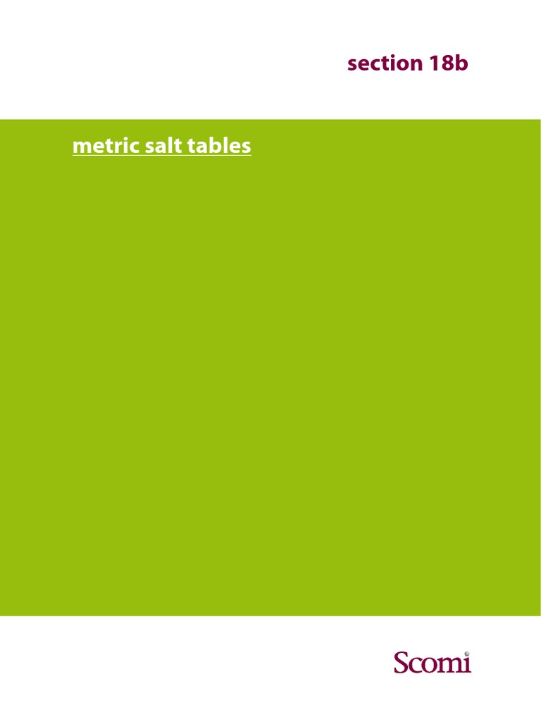 Metric Salt Tables: Comprehensive Reference Guide for Common Brine ...