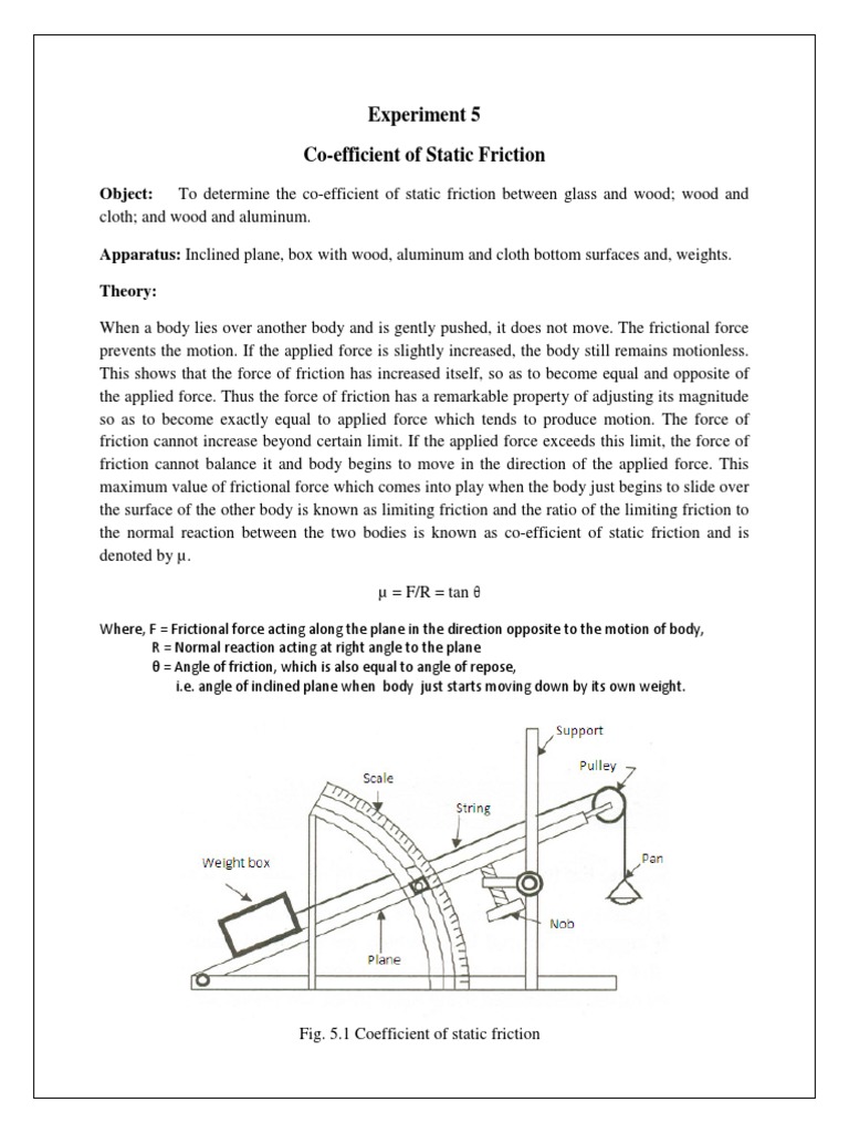 Experiment 5 Friction PDF | PDF | Friction | Force