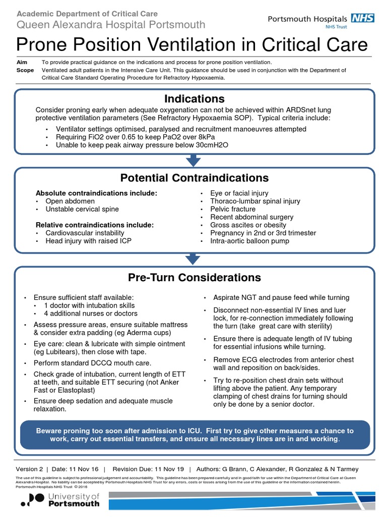 Prone Position Ventilation in Critical Care: Indications | Download ...