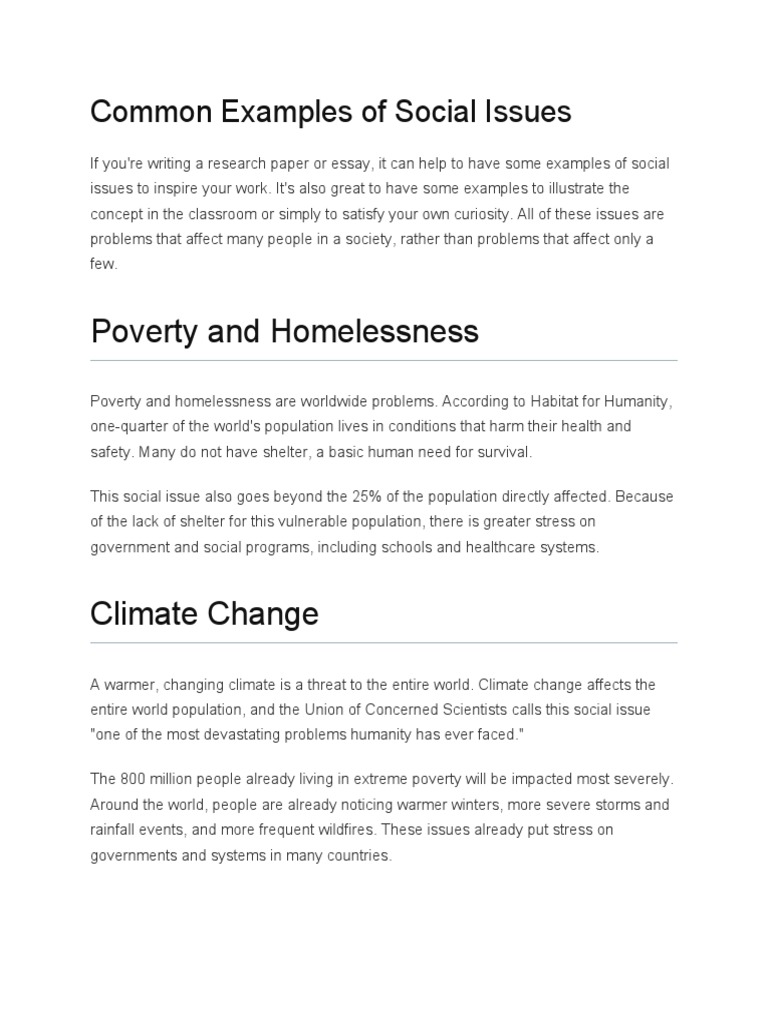 Poverty and Homelessness: Common Examples of Social Issues | PDF ...