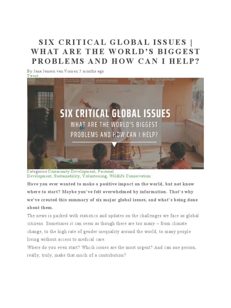 Six Critical Global Issues - What Are The World'S Biggest Problems and ...
