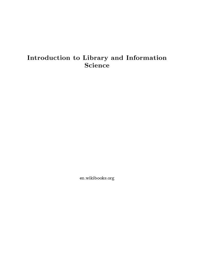 Wikibooks-Introduction To Library and Information Science PDF | PDF ...
