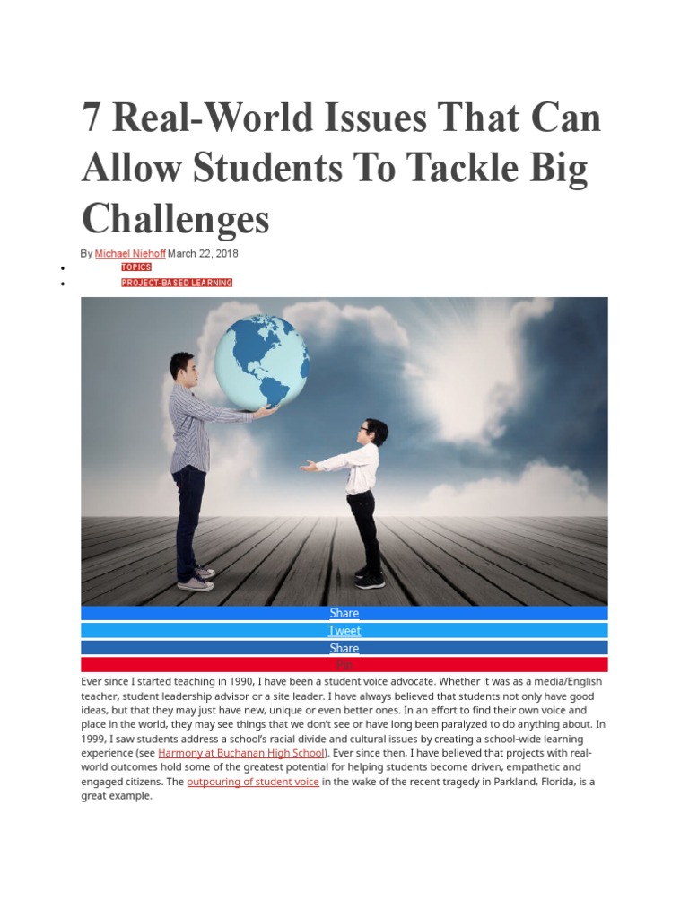 7 Real-World Issues That Can Allow Students To Tackle Big Challenges ...