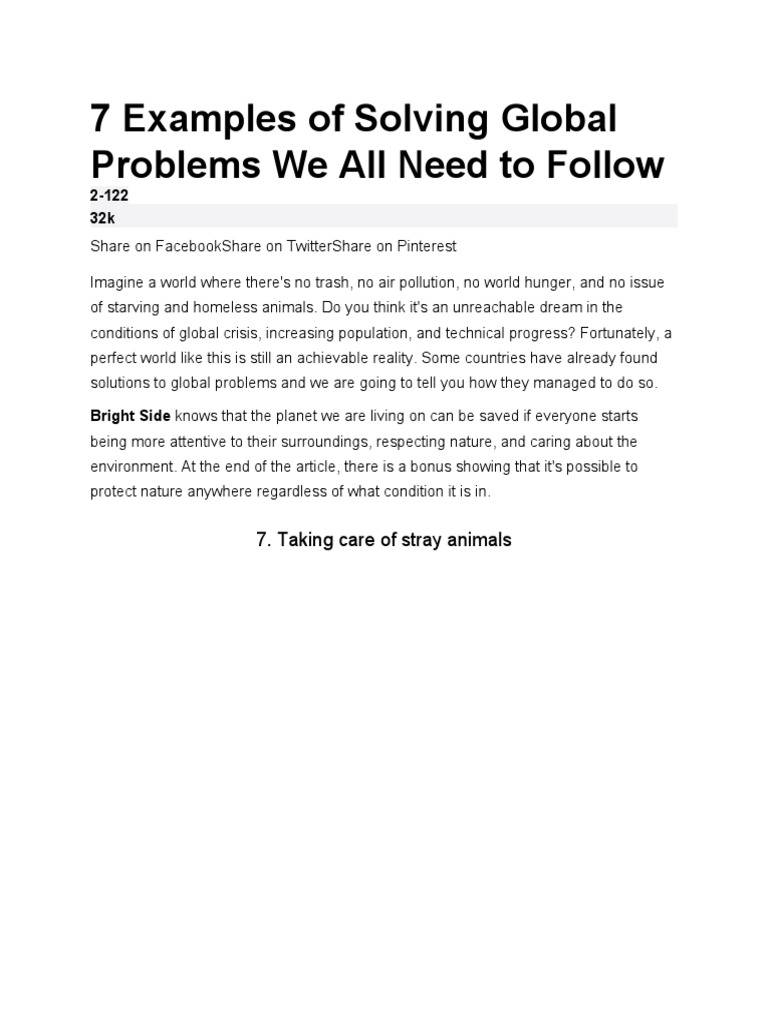 7 Examples of Solving Global Problems We All Need To Follow: 7. Taking ...