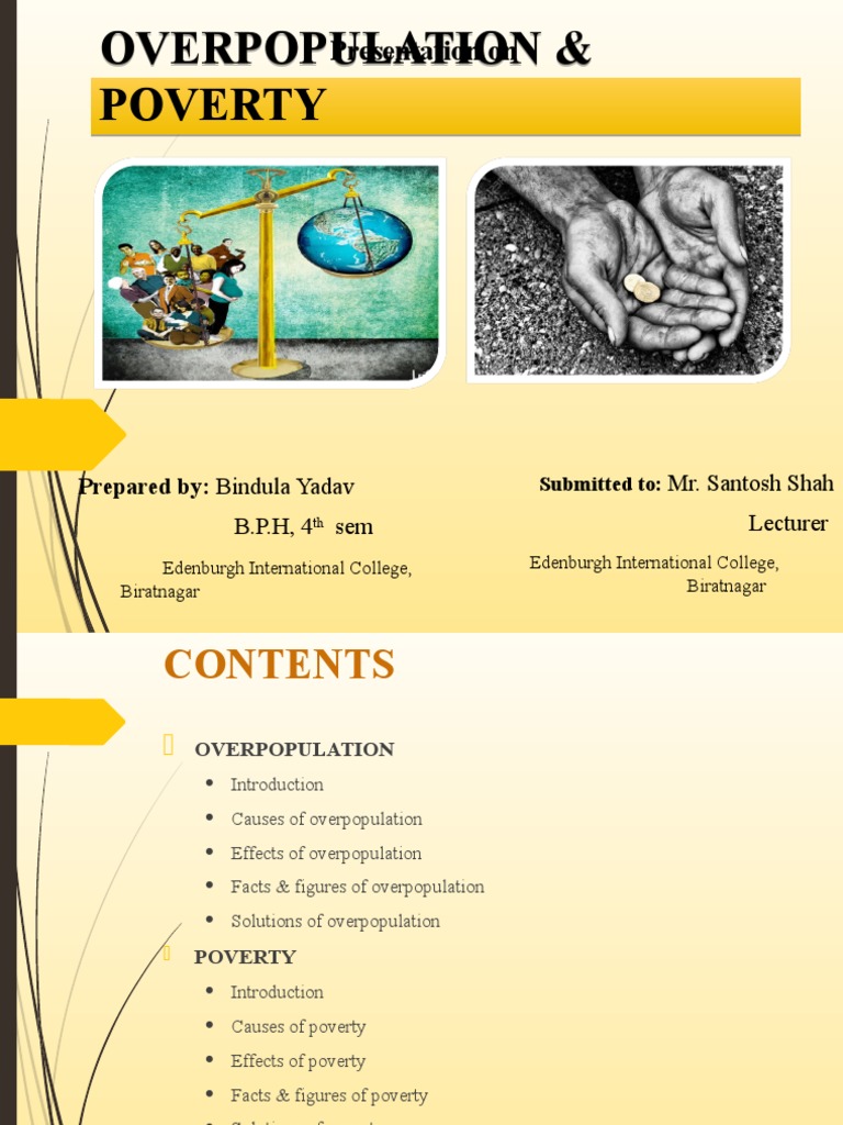 Overpopulation & Poverty Overpopulation & Poverty: Presentation On ...