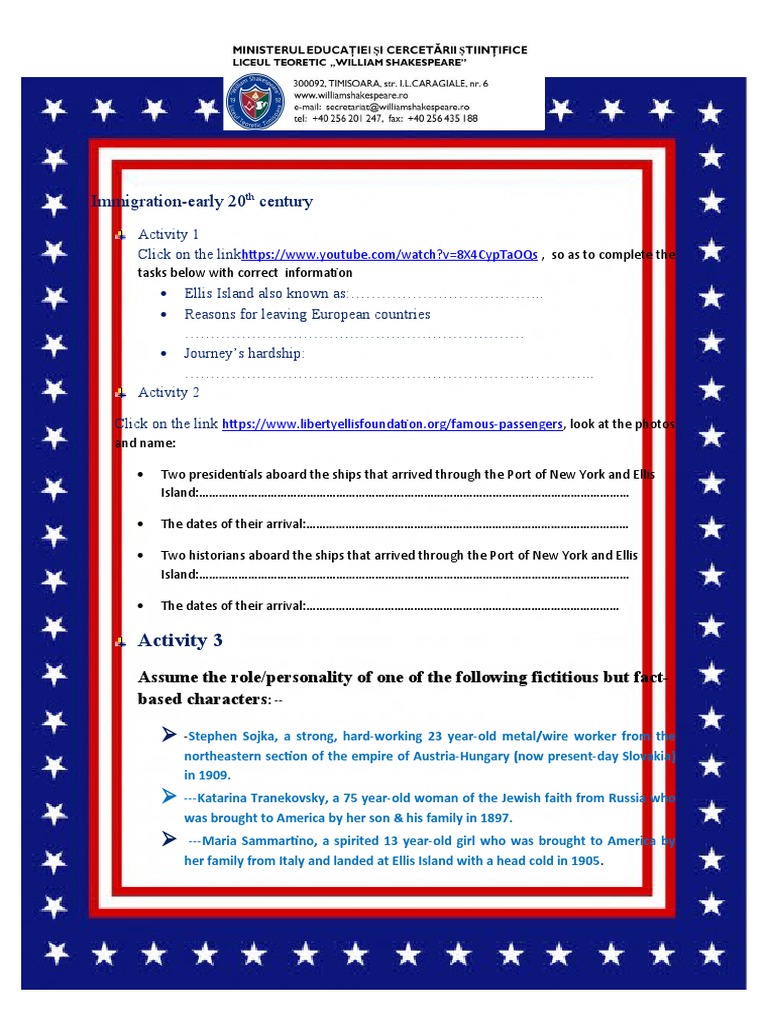 Ellis Island Immigration Experience | PDF