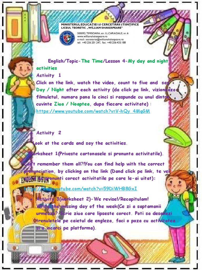 The Time My Day and Night Activities | PDF