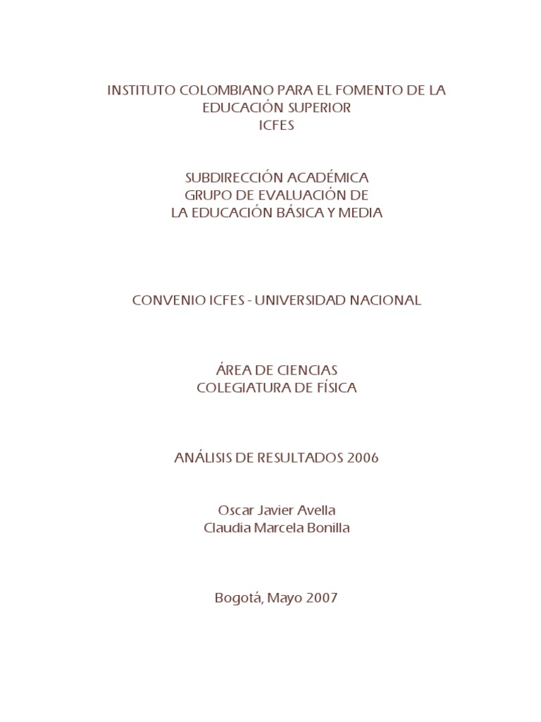 Excelente Análisis de Resultados Icfes 2006 | PDF | Olas | Aceleración