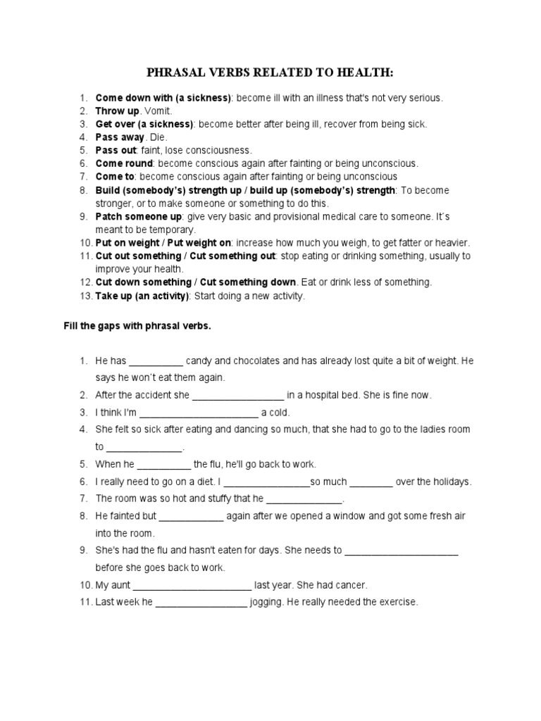 Phrasal Verbs Related To Health | PDF | Wellness | Medical