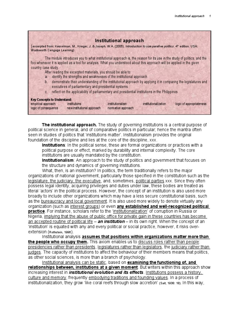 Institutional Approach | PDF | Normative | Institution