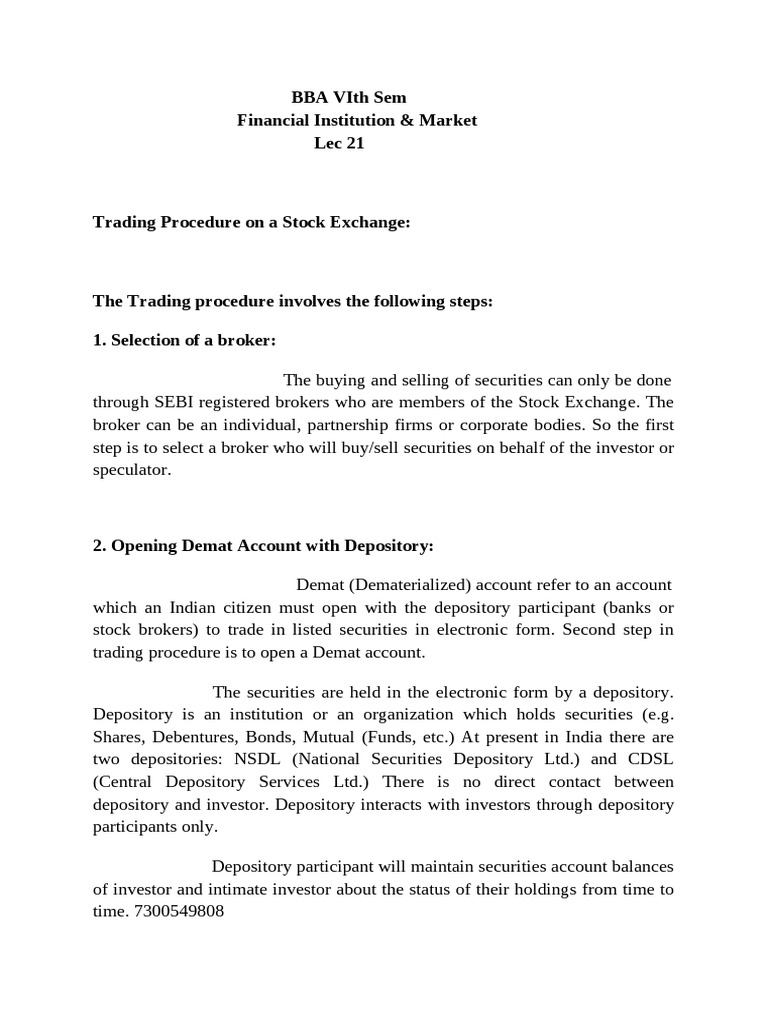 The Trading Process on a Stock Exchange: A Step-by-Step Guide to ...