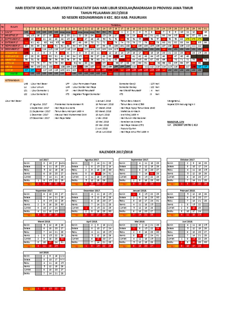 Kalender Pendidikan 2017-2018 | PDF