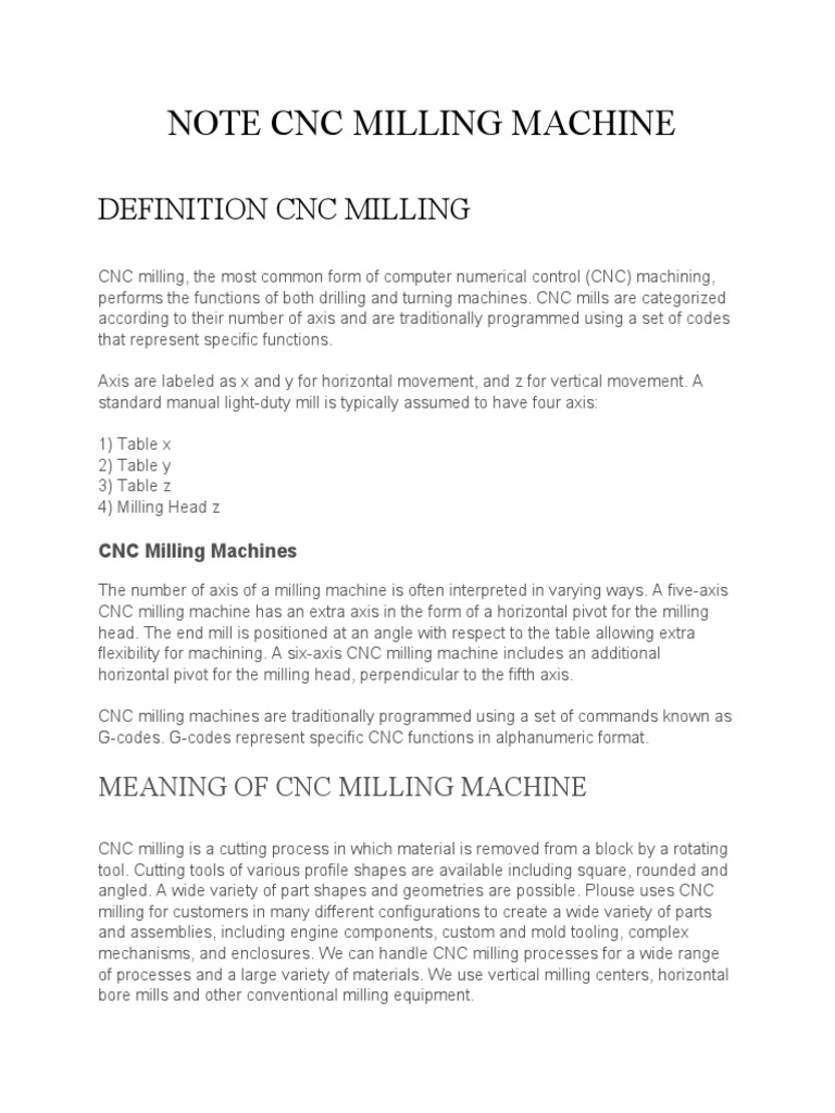 Note CNC Milling Machine 2 | PDF | Numerical Control | Machining