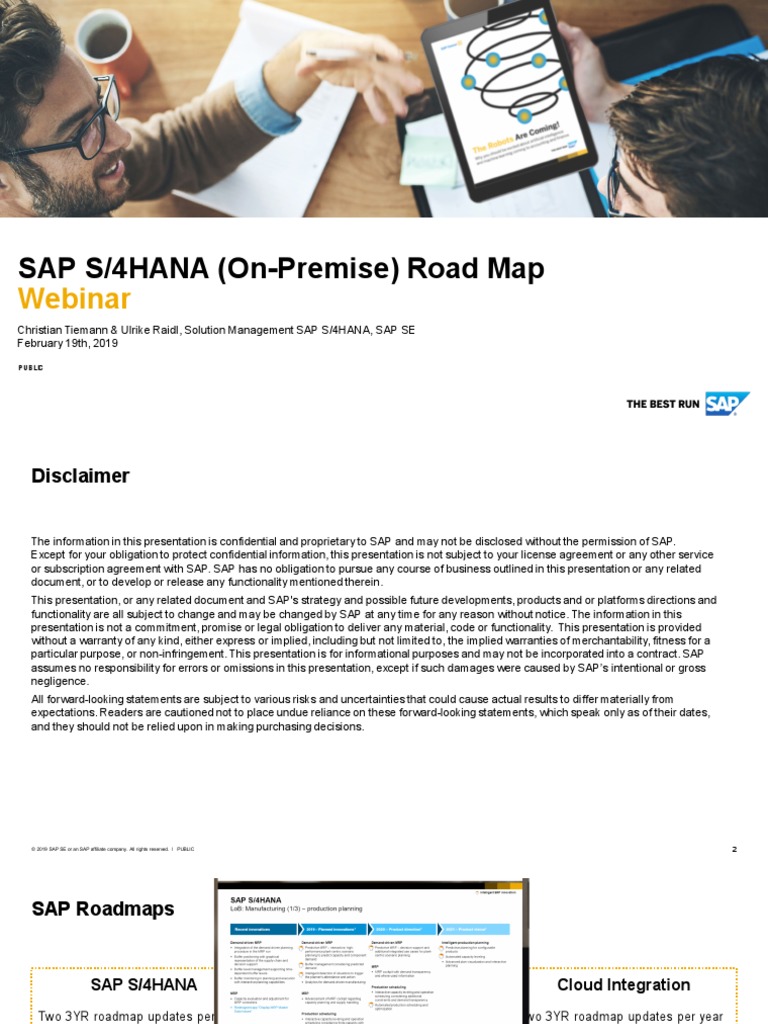SAP S/4HANA (On-Premise) Road Map: Webinar | PDF | Sap Se | Cloud Computing