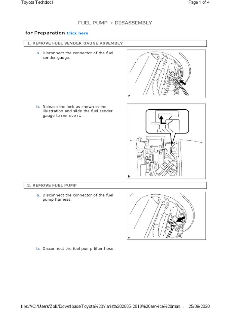 For Preparation: Fuel Pump Disassembly | PDF