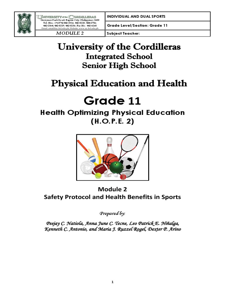 HOPE 2a SPORTS Module 2 Safety and Health FINAL PDF | PDF | Physical ...